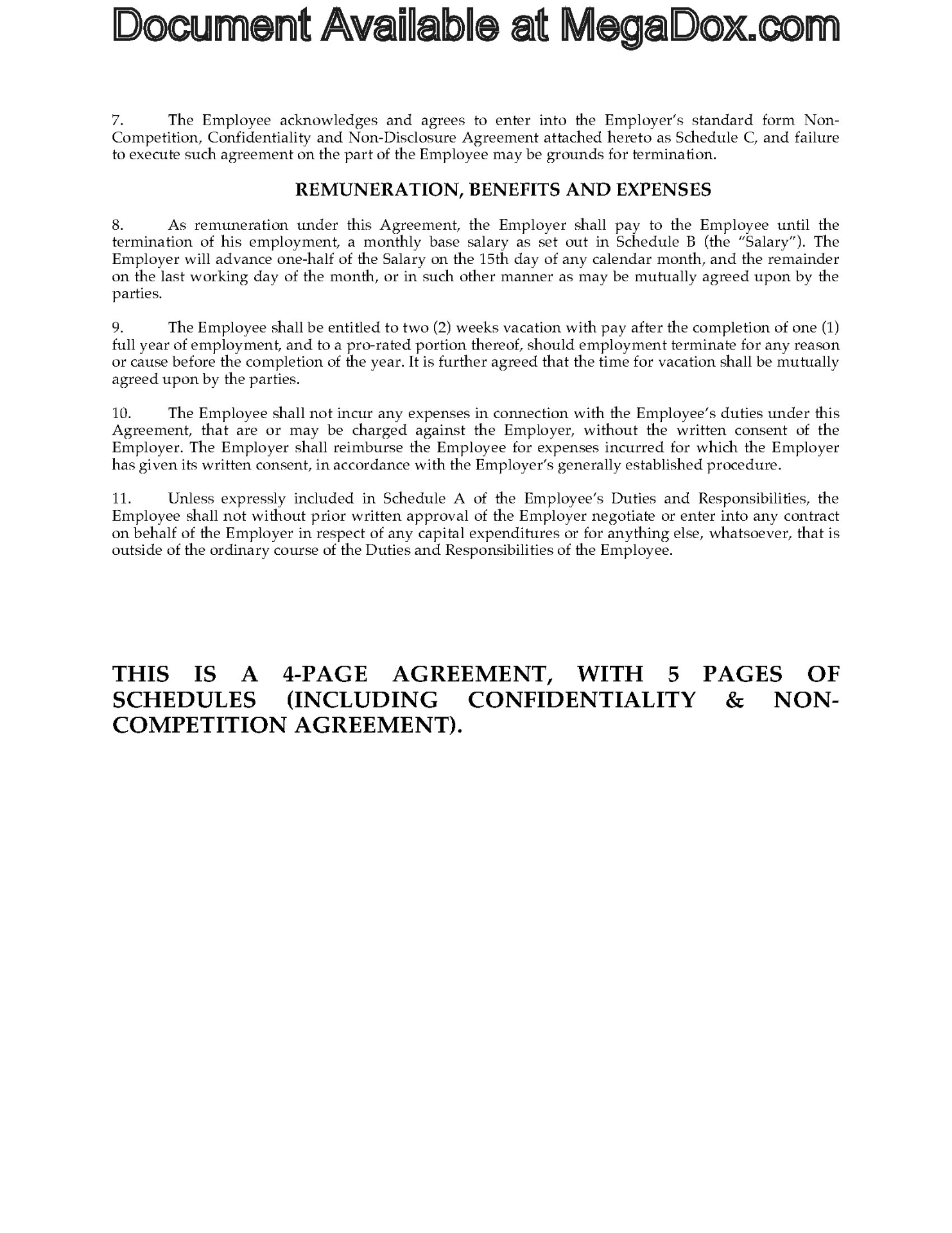 Canada Employment Agreement Template | MegaDox.com
