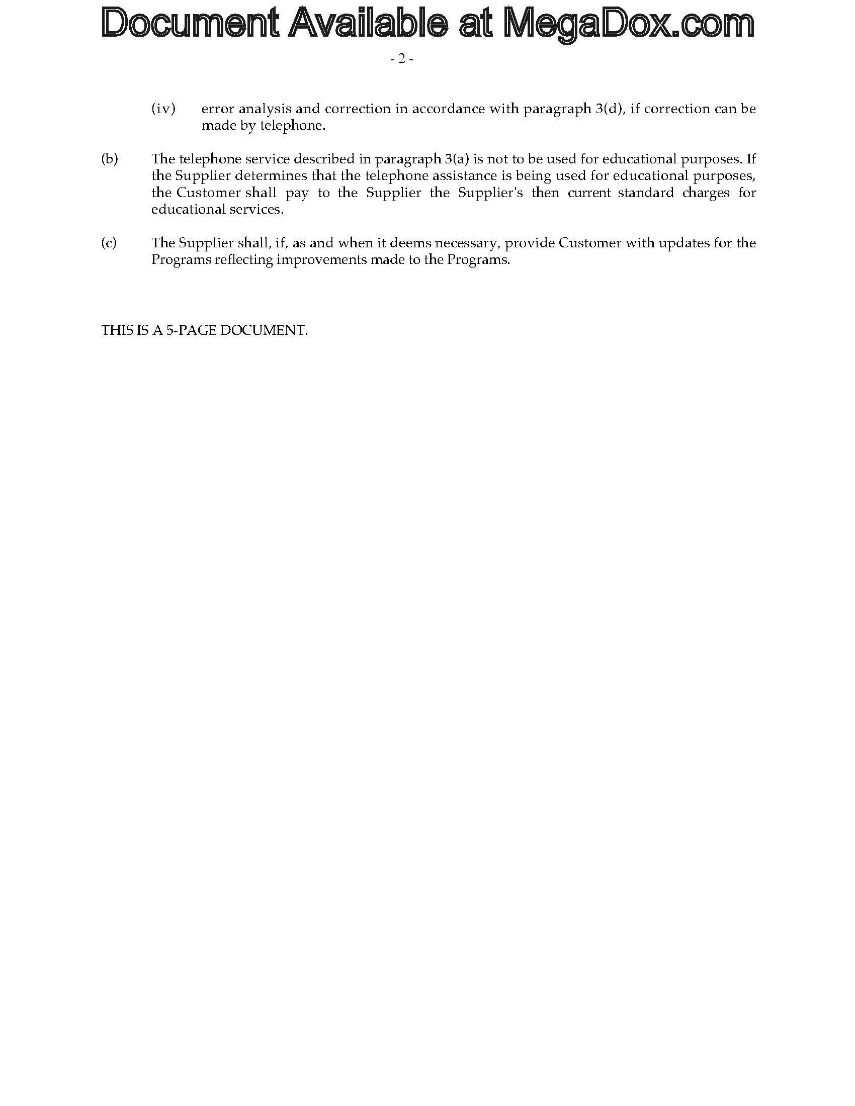 software support and service agreement | MegaDox.com