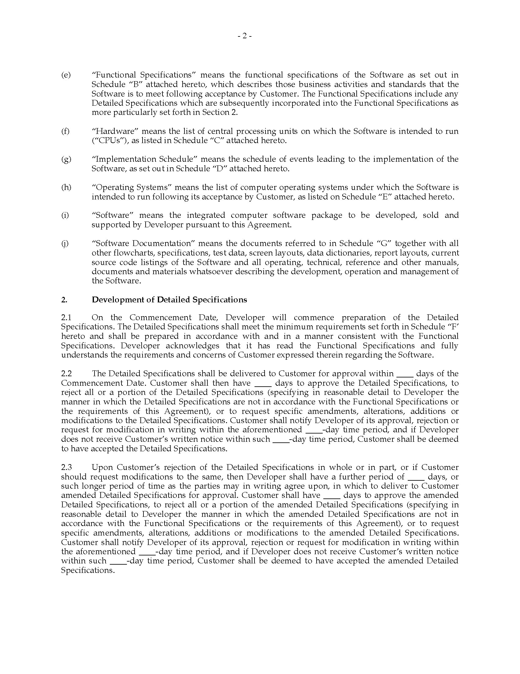 software specifications agreement template | MegaDox.com
