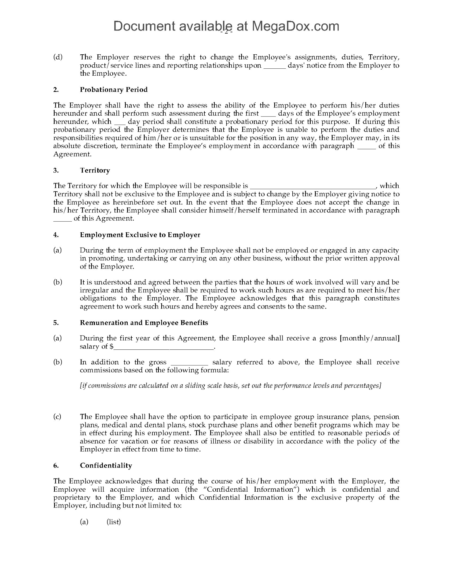 Employment Contract for Sales Representatives | MegaDox.com