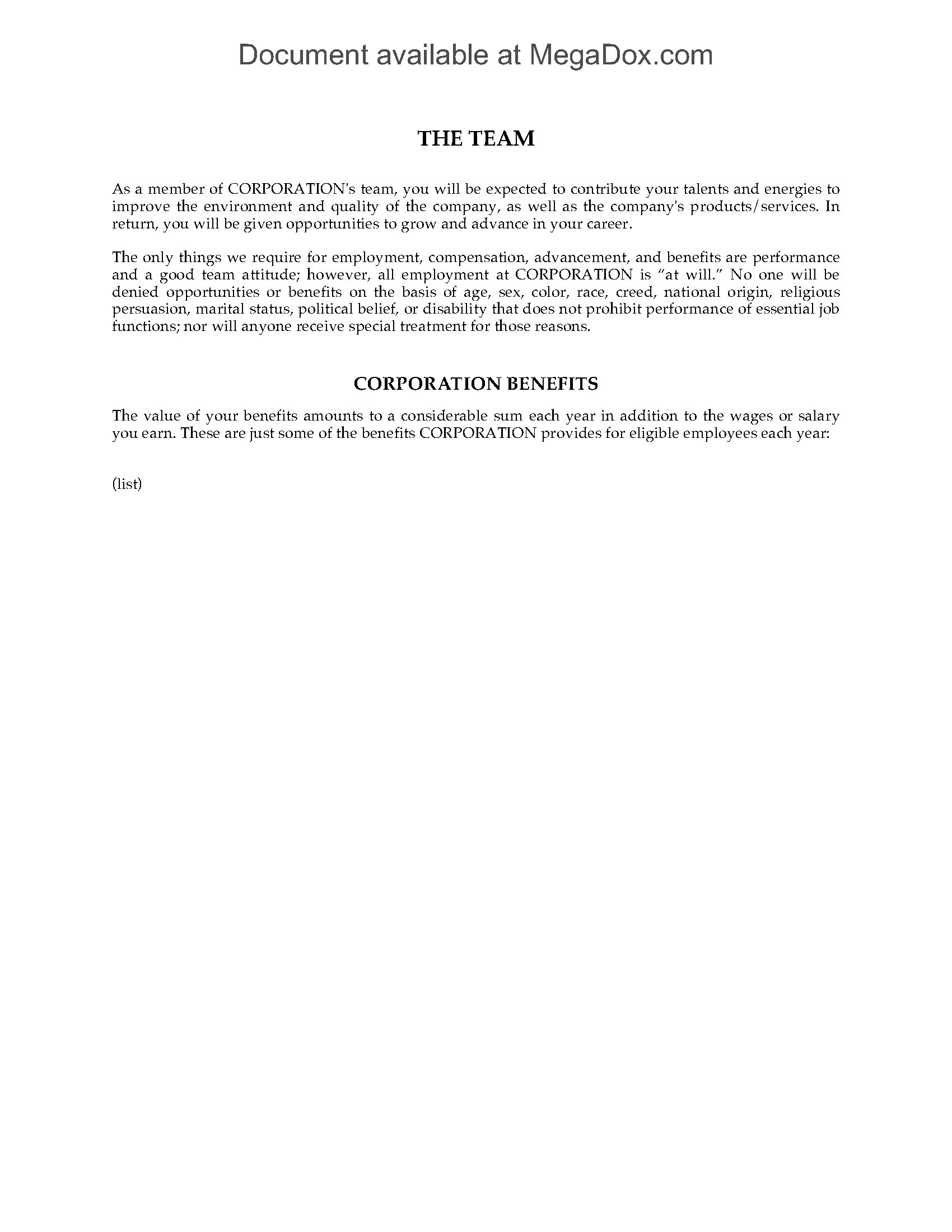 Employee Manual Template | MegaDox.com