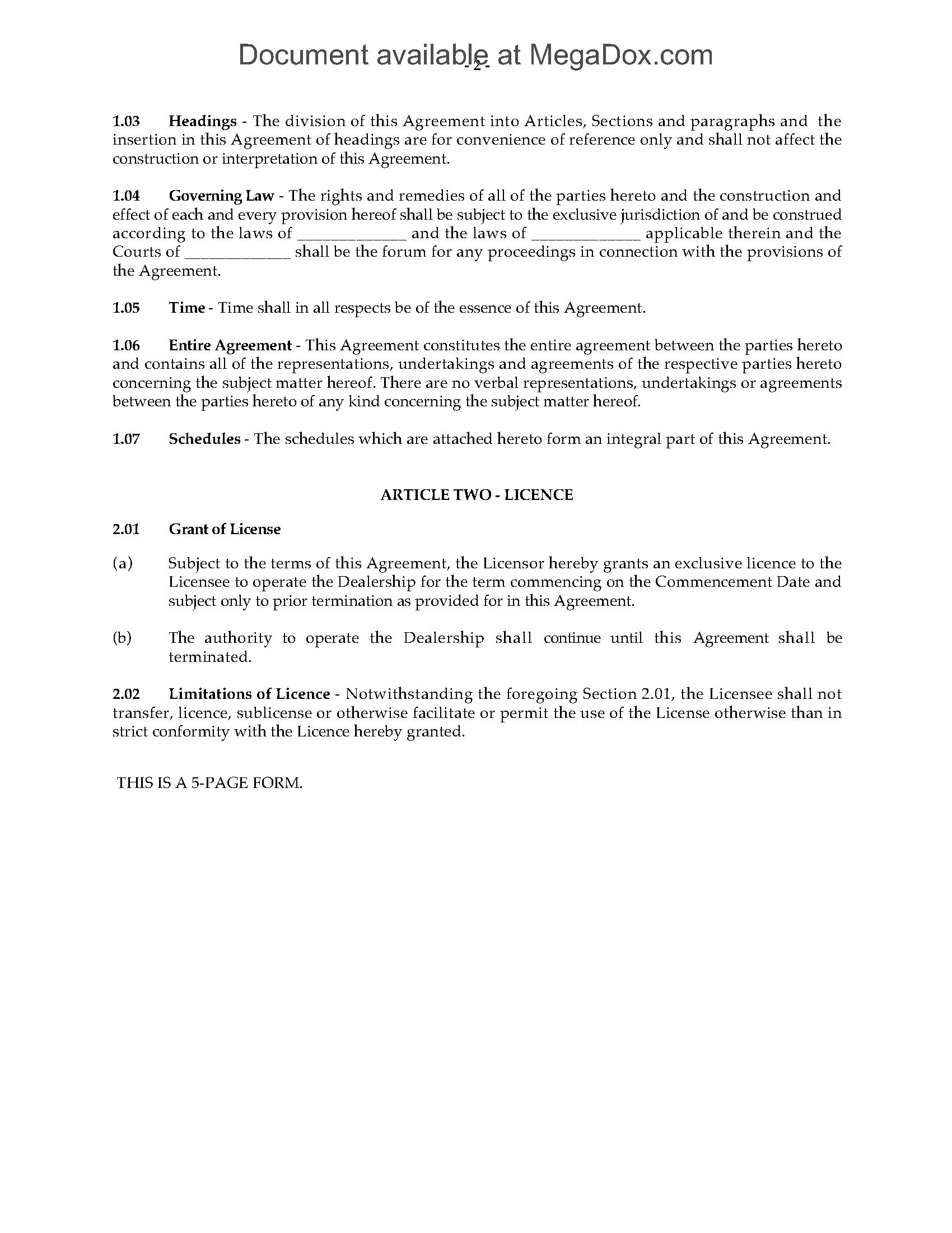 Exclusive Licensing Agreement for Dealership | MegaDox.com