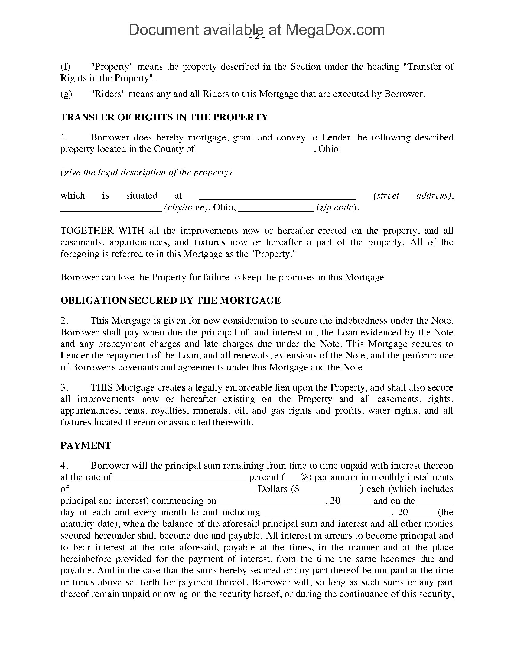 ohio residential mortgage form | MegaDox.com