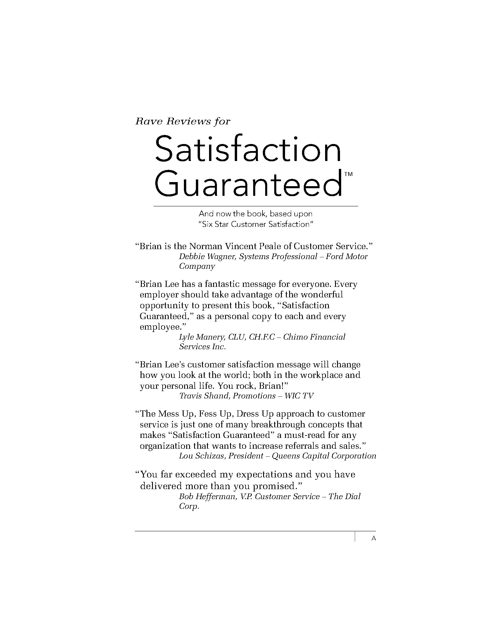 satisfaction guaranteed customer service guide | MegaDox.com