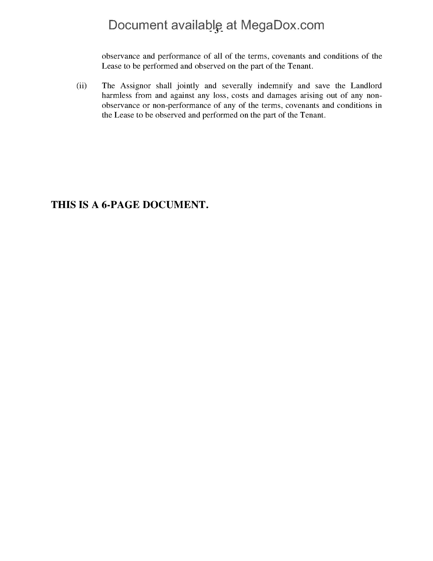 Tenant Assignment of Commercial Lease Form | MegaDox.com