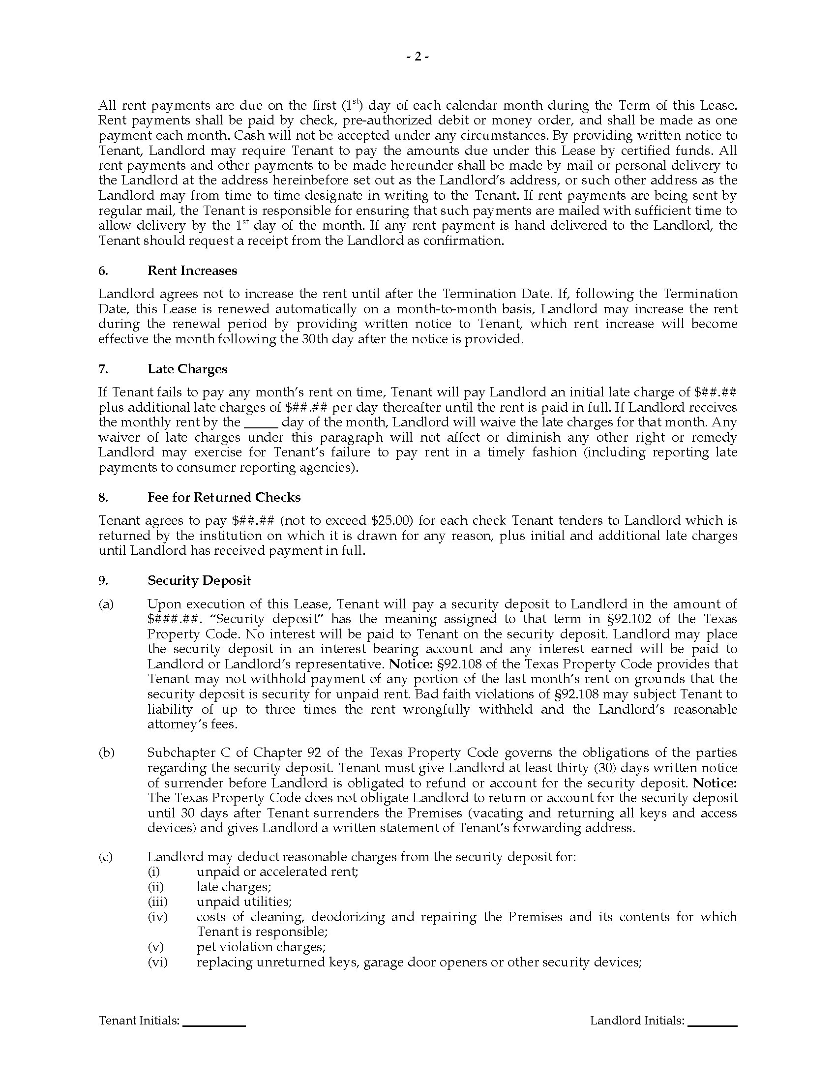texas residential fixed term lease agreement | MegaDox.com