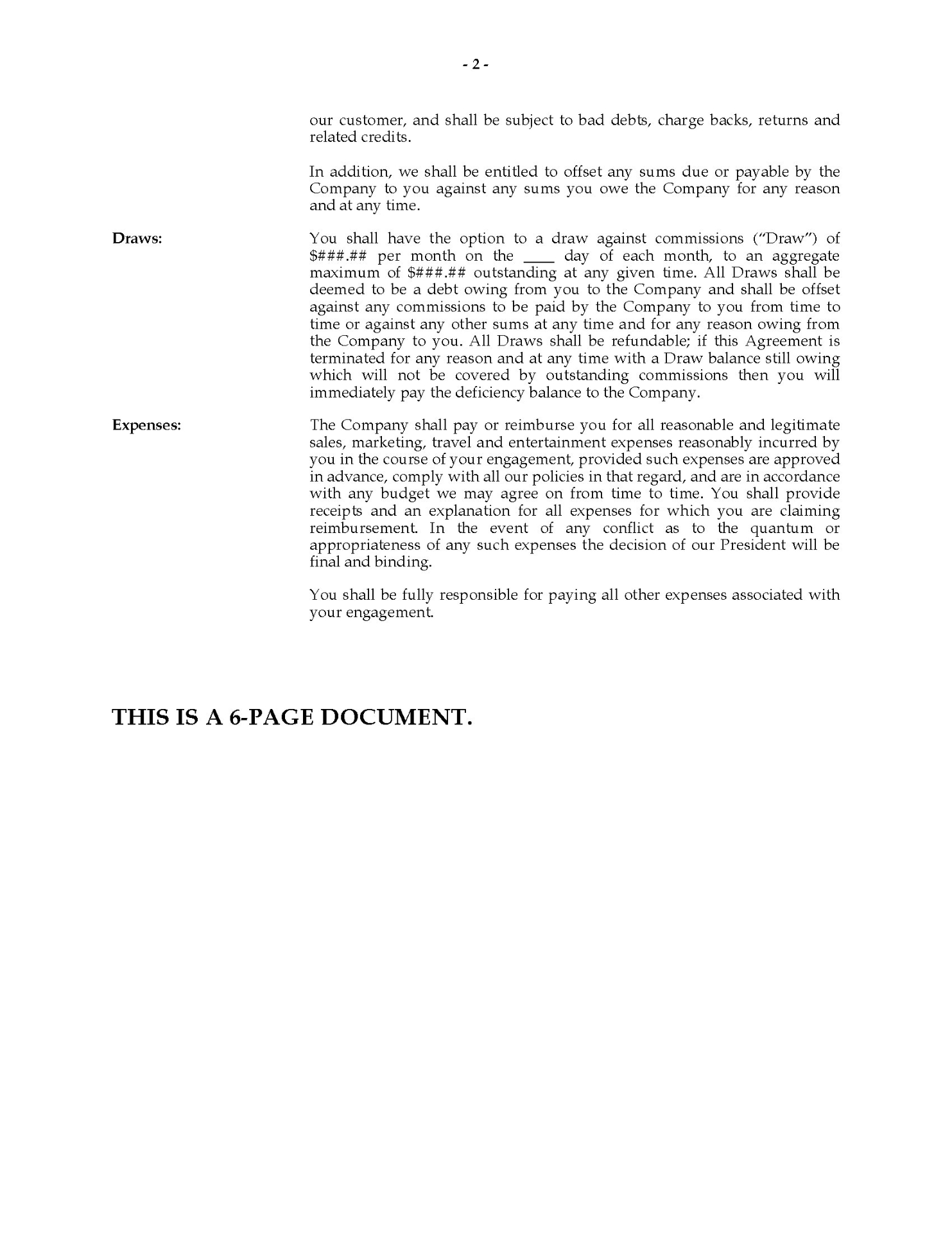 Contract Offer template for independent sales agent | MegaDox.com