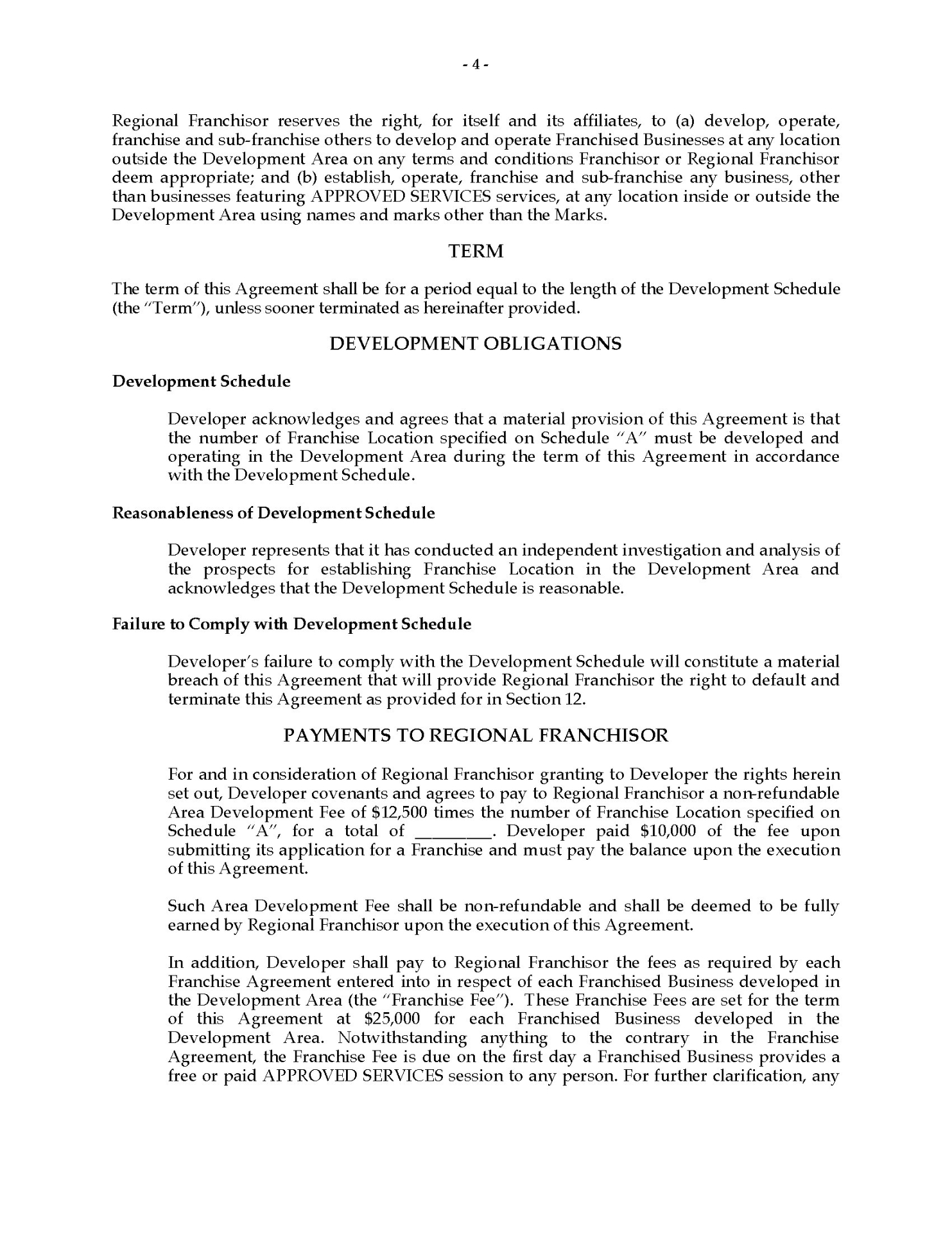 USA Franchise Area Development Agreement | MegaDox.com