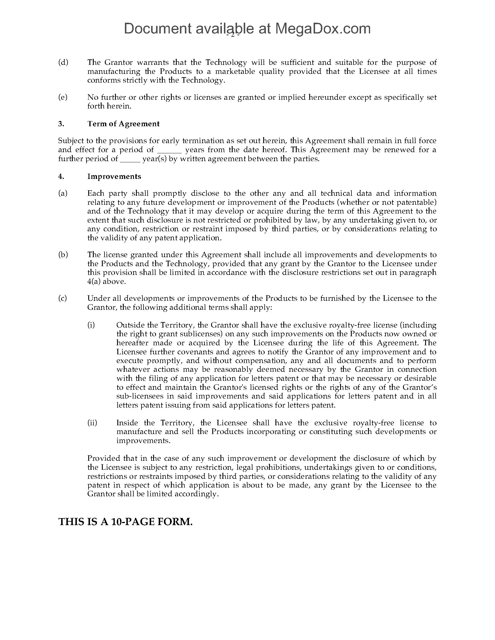 Technology Transfer Agreement | MegaDox.com