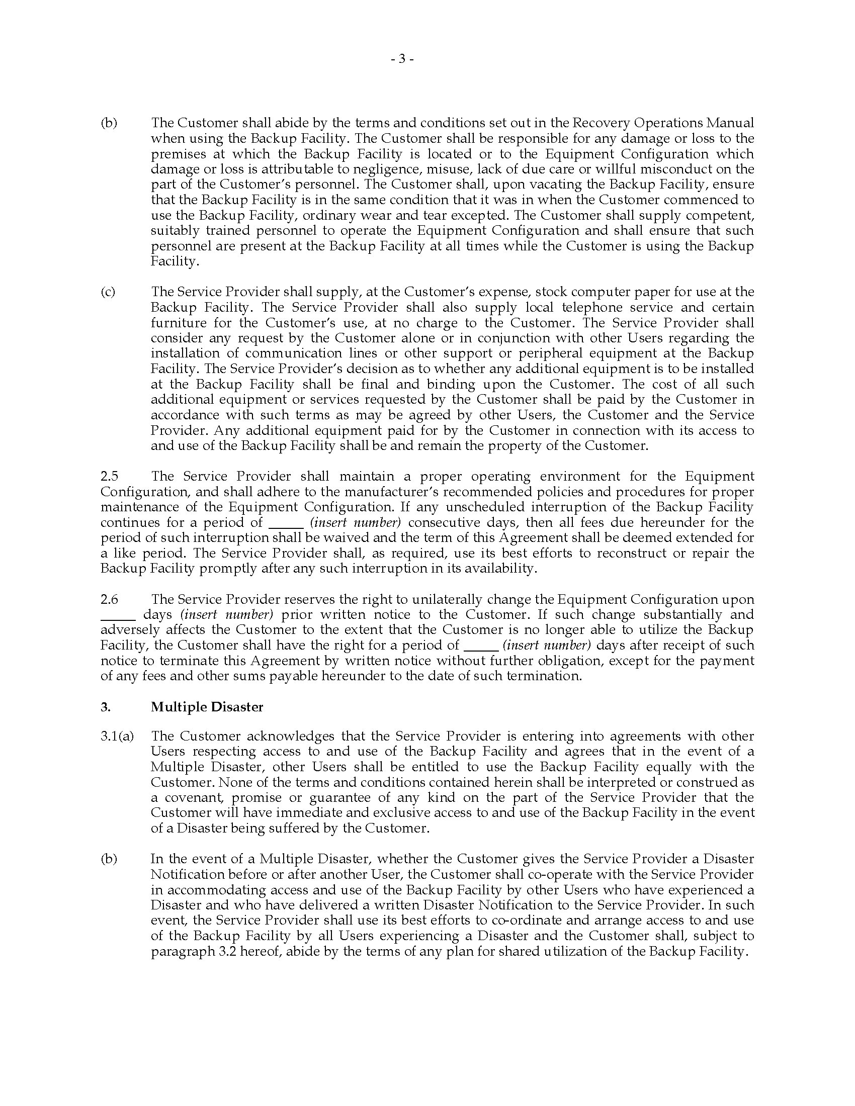 USA Data Disaster Recovery Agreement | MegaDox.com