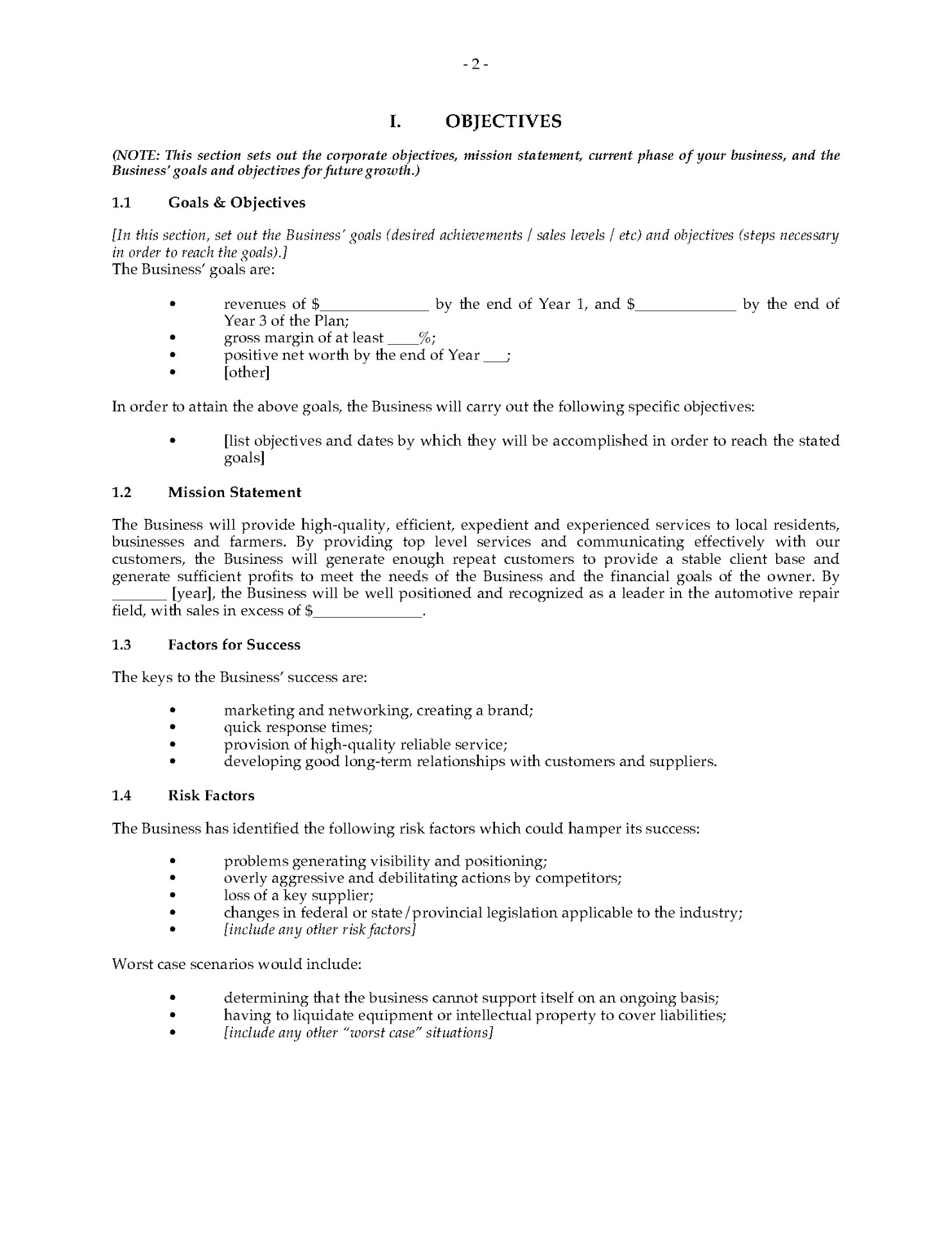 Garage and Auto Repair Shop Business Plan | MegaDox.com
