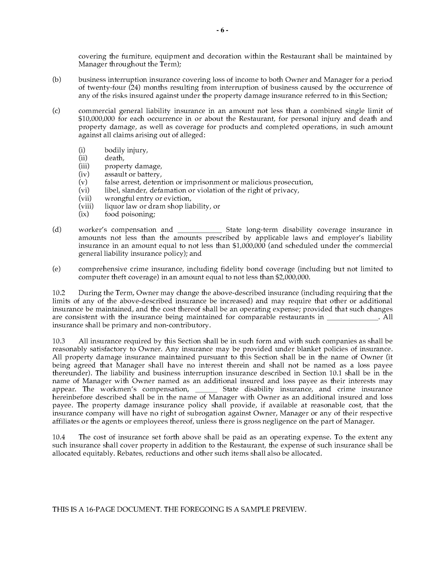 Restaurant Management Agreement Template | MegaDox.com