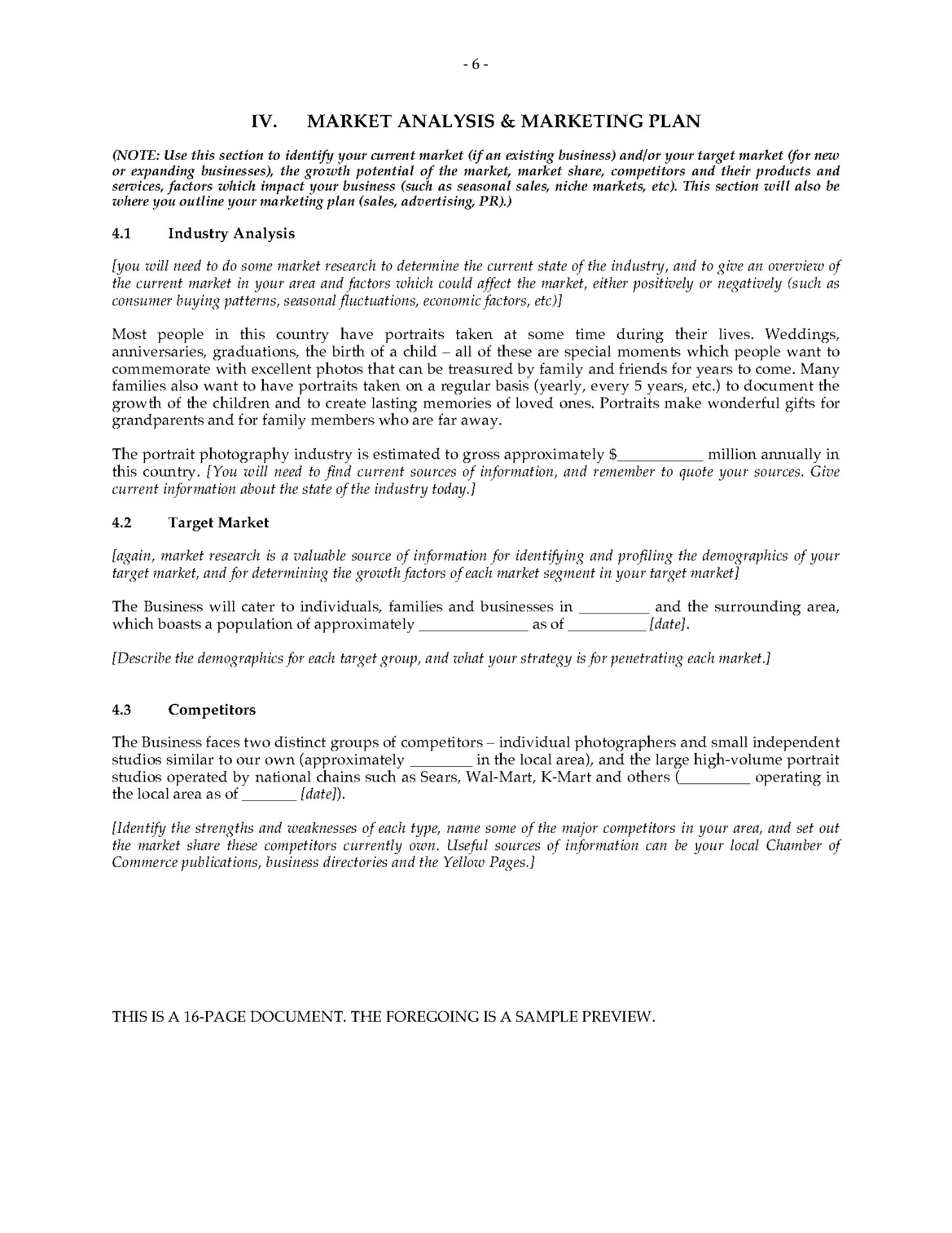 Photography Studio Business Plan | MegaDox.com