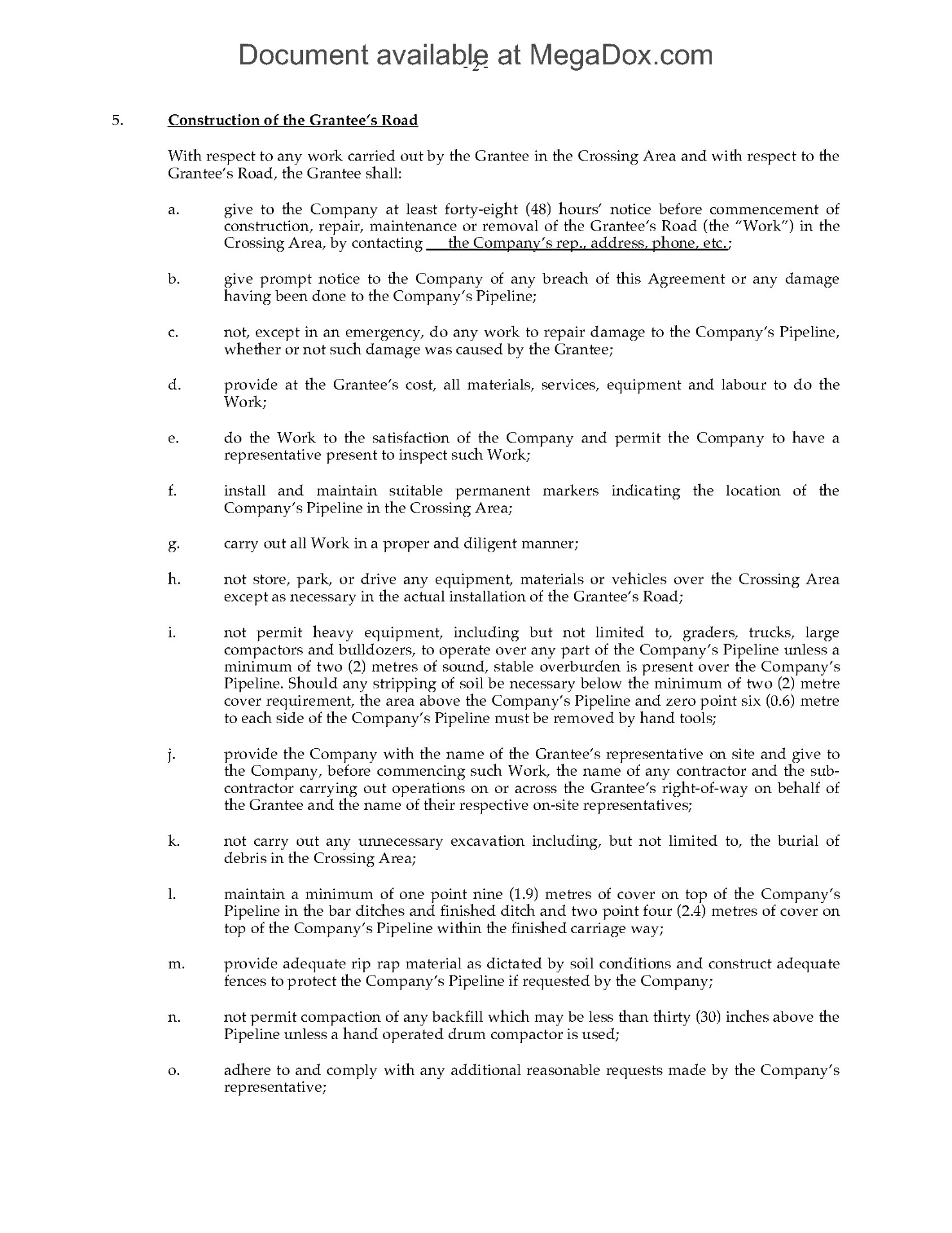 Alberta Road Crossing Pipeline Agreement | MegaDox.com