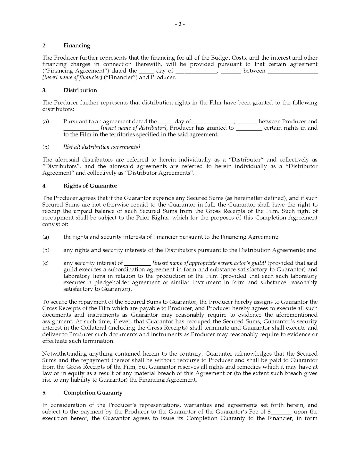 Film Completion Agreement | MegaDox.com