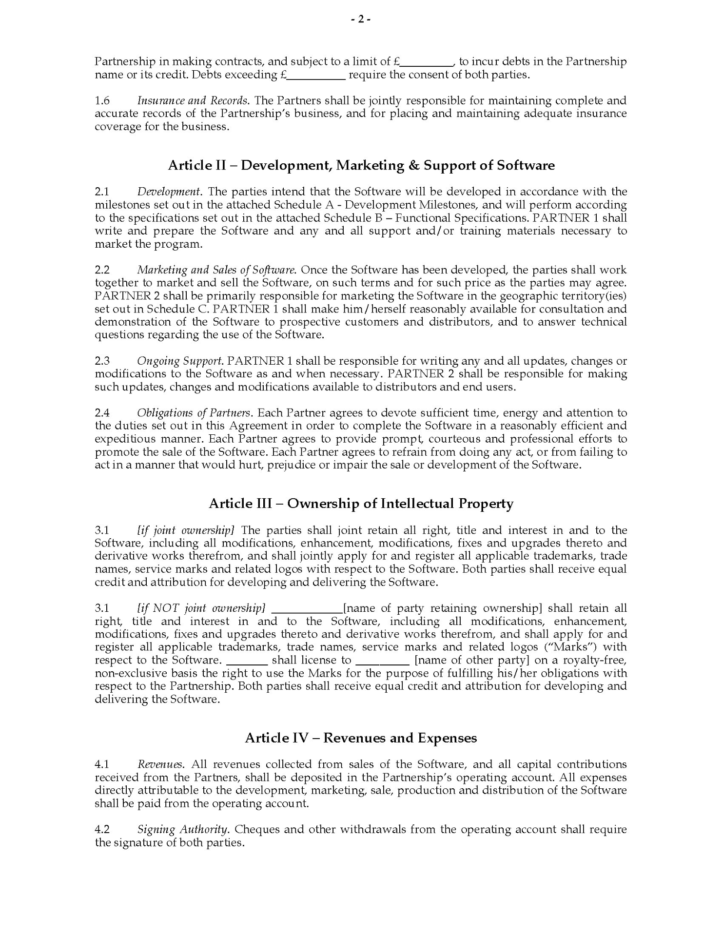UK Software Development Partnership Agreement | MegaDox.com