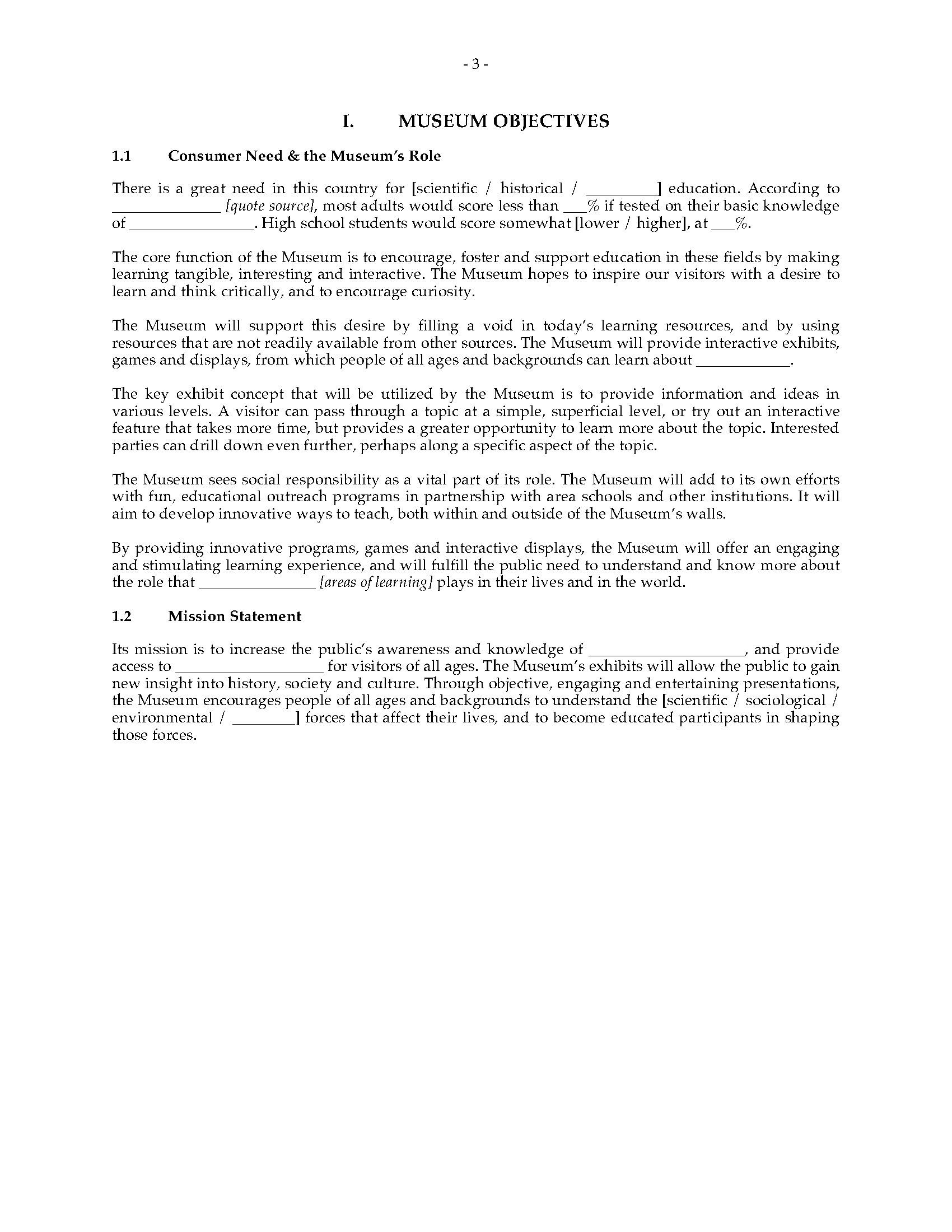 museum business plan template | MegaDox.com