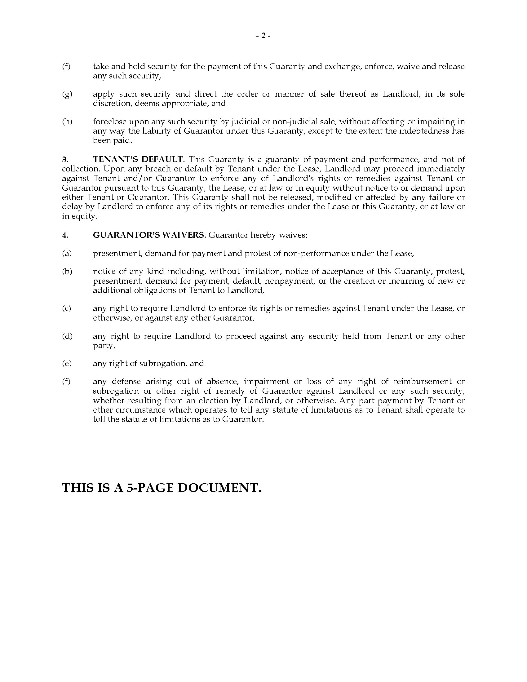 Nevada Guaranty of Commercial Lease | MegaDox.com