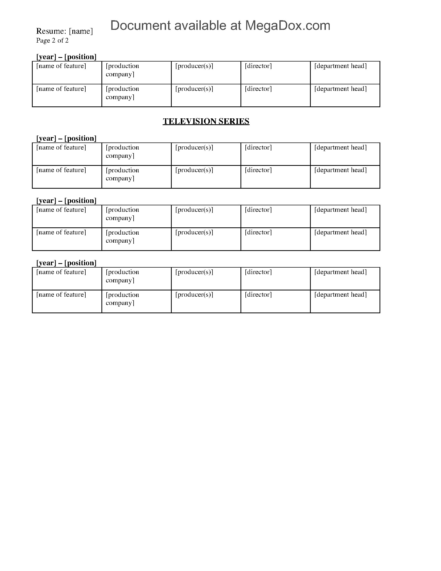 iatse resume template for movie and tv industry employee | MegaDox.com