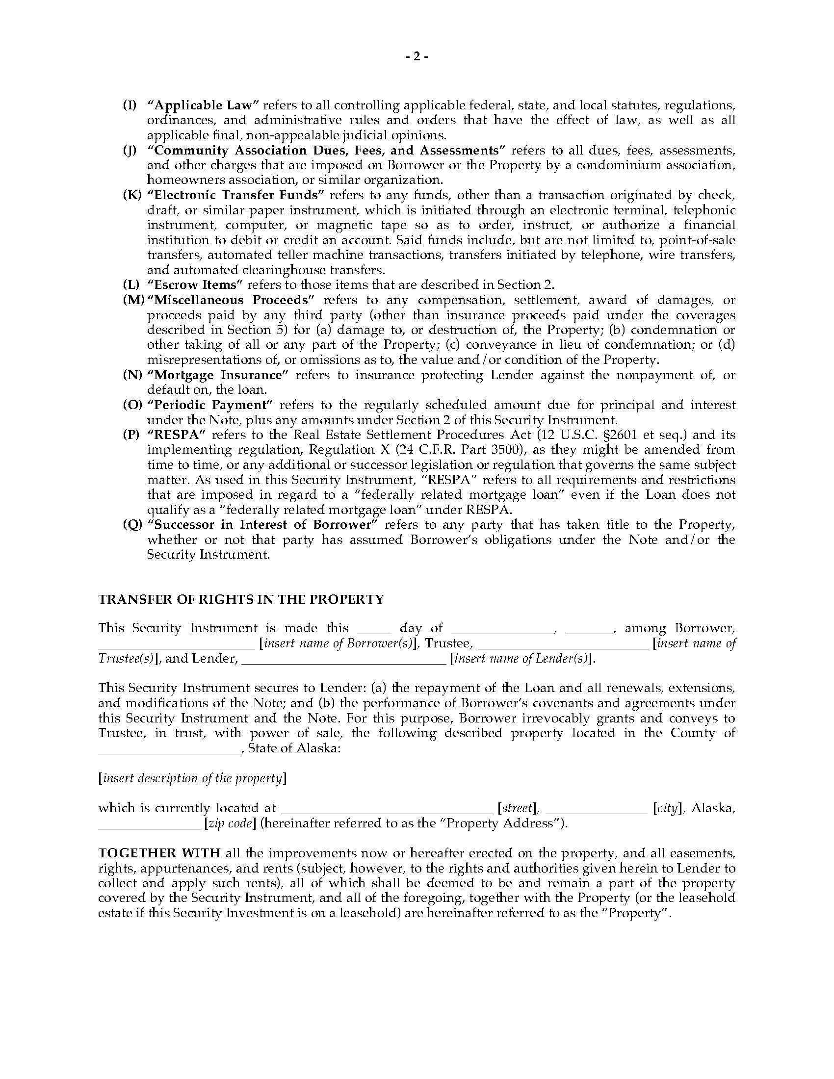 alaska deed of trust form | MegaDox.com