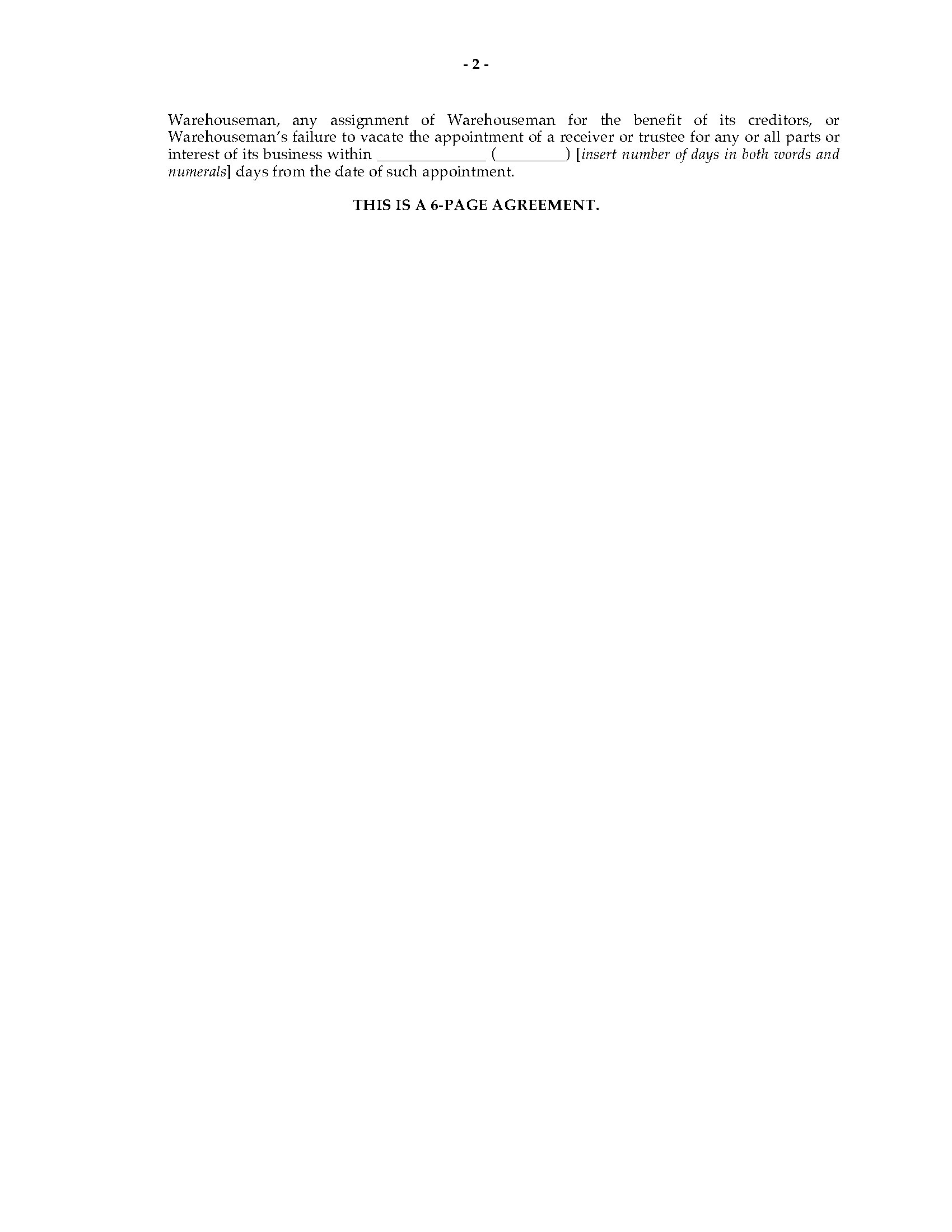USA Warehousing Agreement | MegaDox.com