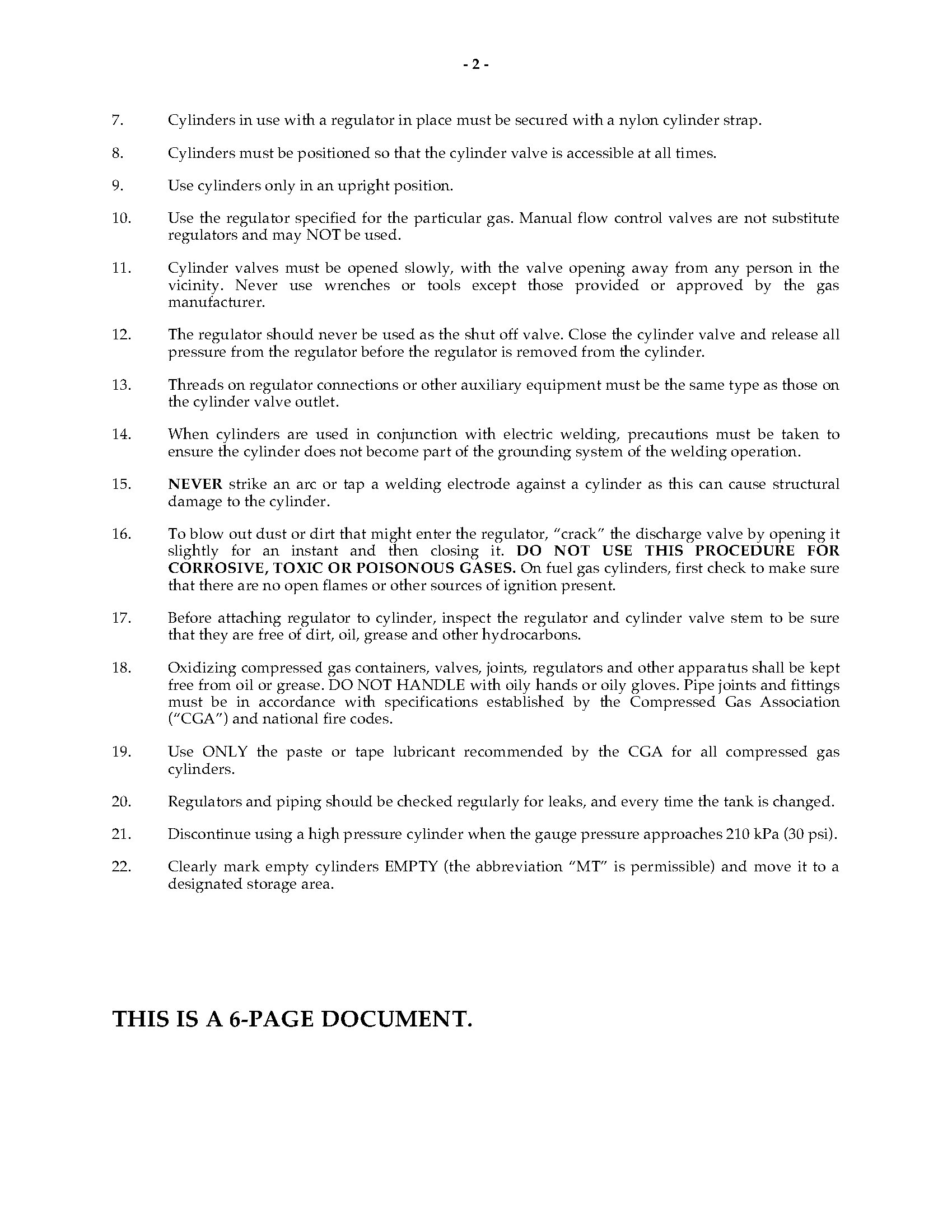 Compressed Gas Safety Policy | MegaDox.com
