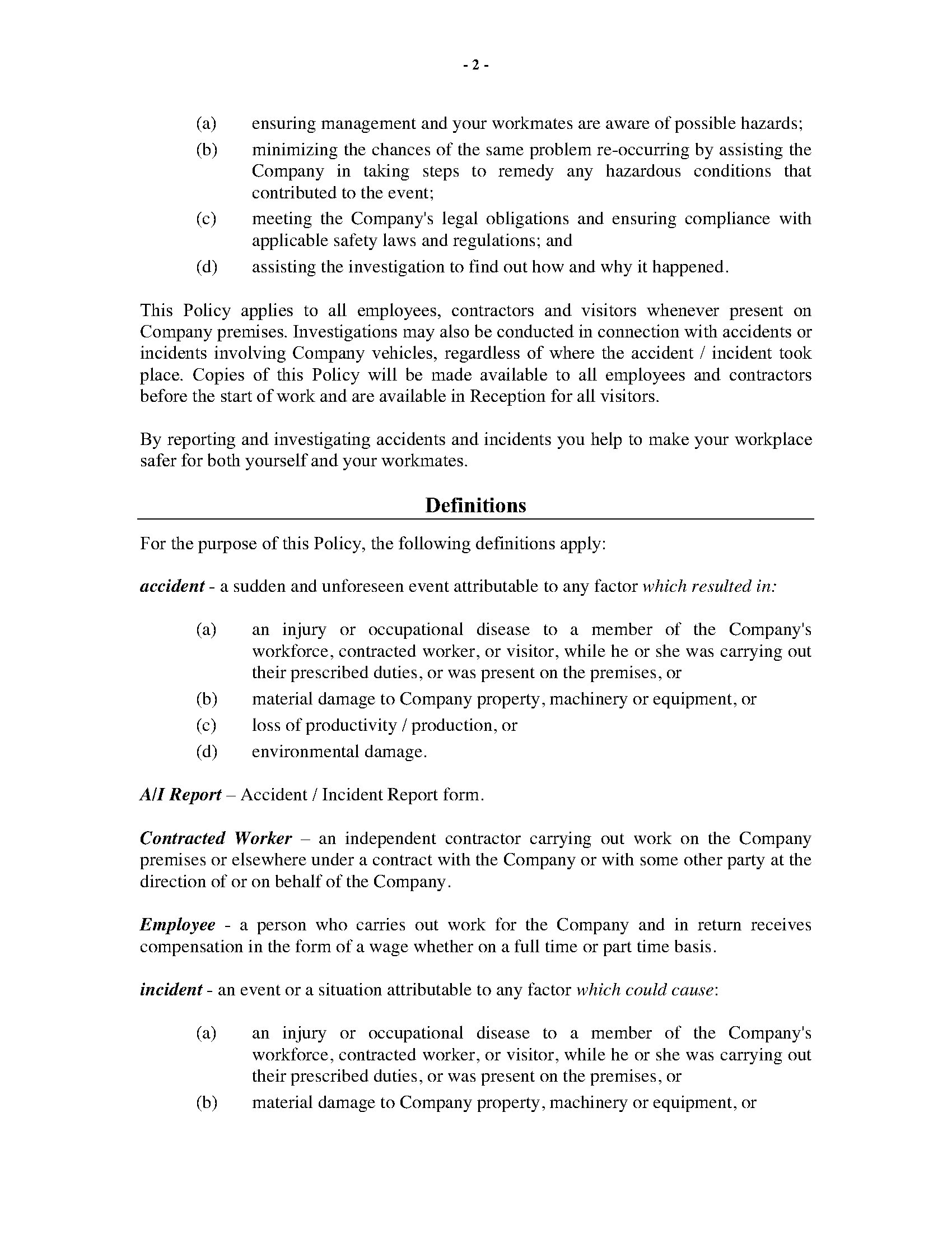 accident and incident reporting policy | MegaDox.com