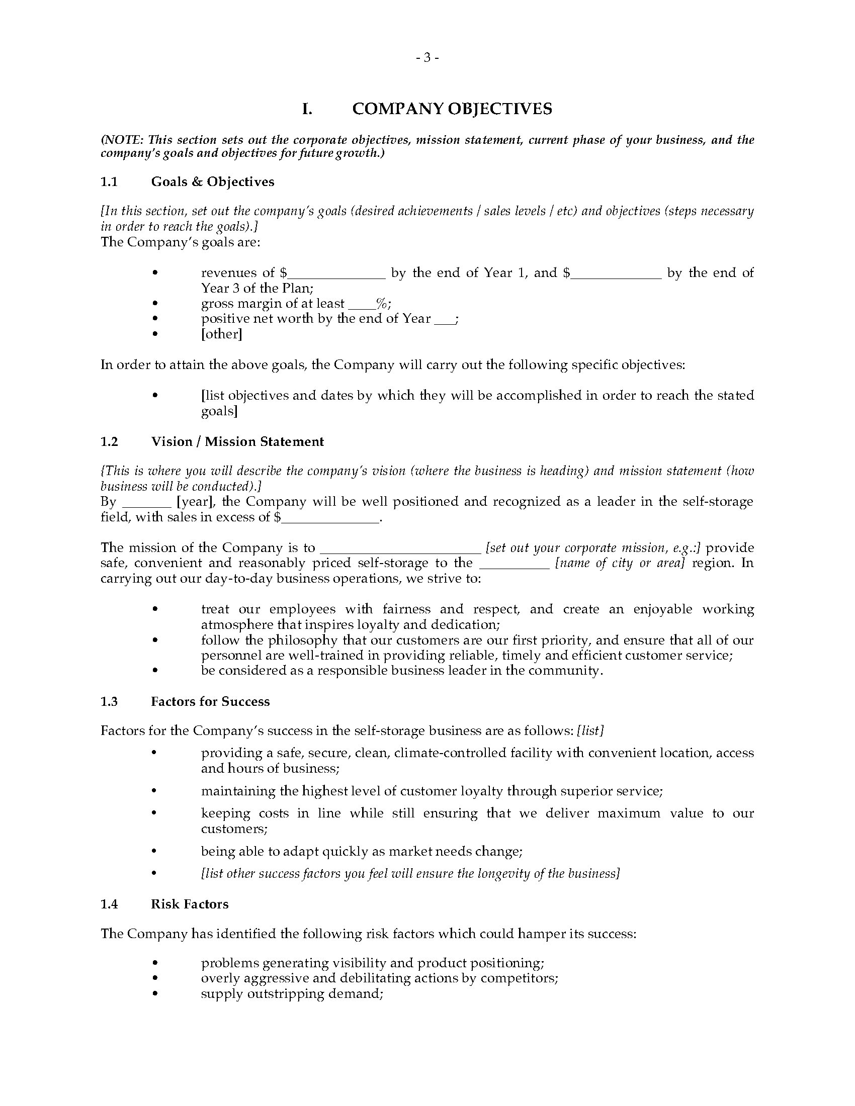 Self Storage Business Plan | MegaDox.com