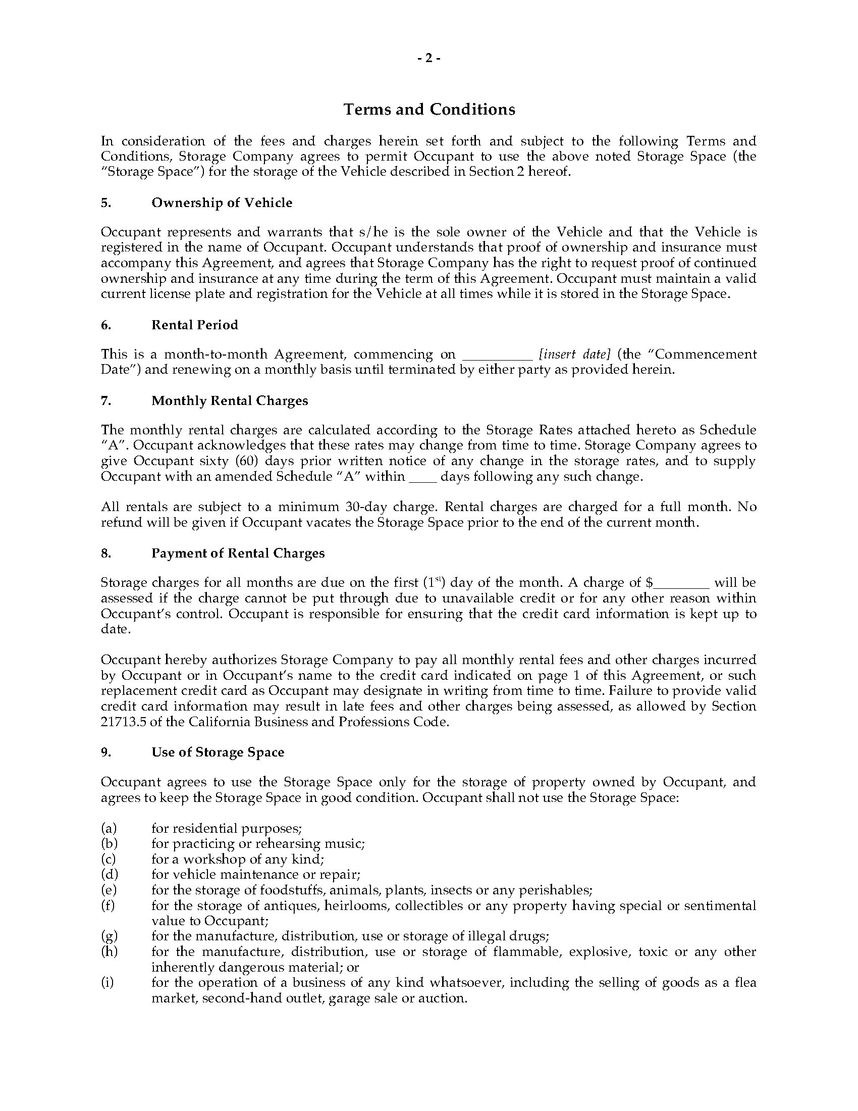 California Boat and RV Storage Rental Agreement | MegaDox.com