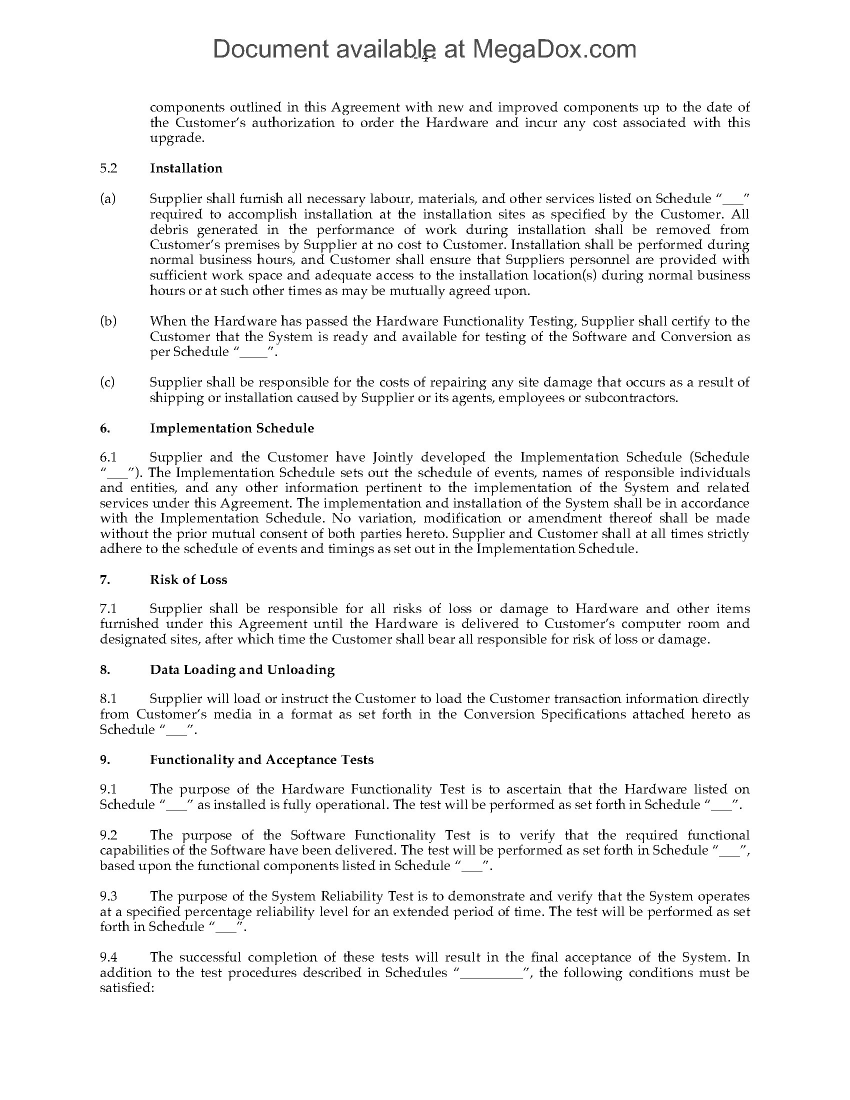 canada computer system implementation agreement | MegaDox.com