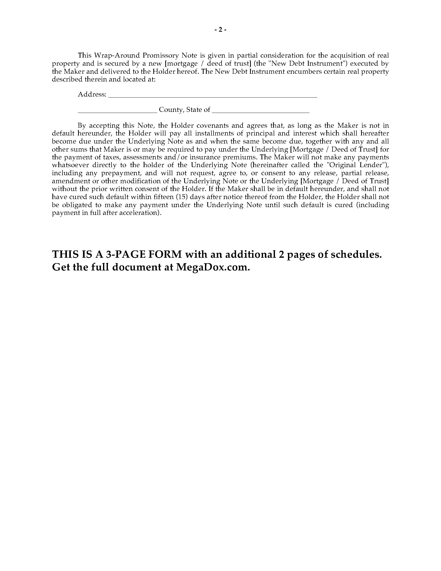 USA Wraparound Promissory Note | MegaDox.com