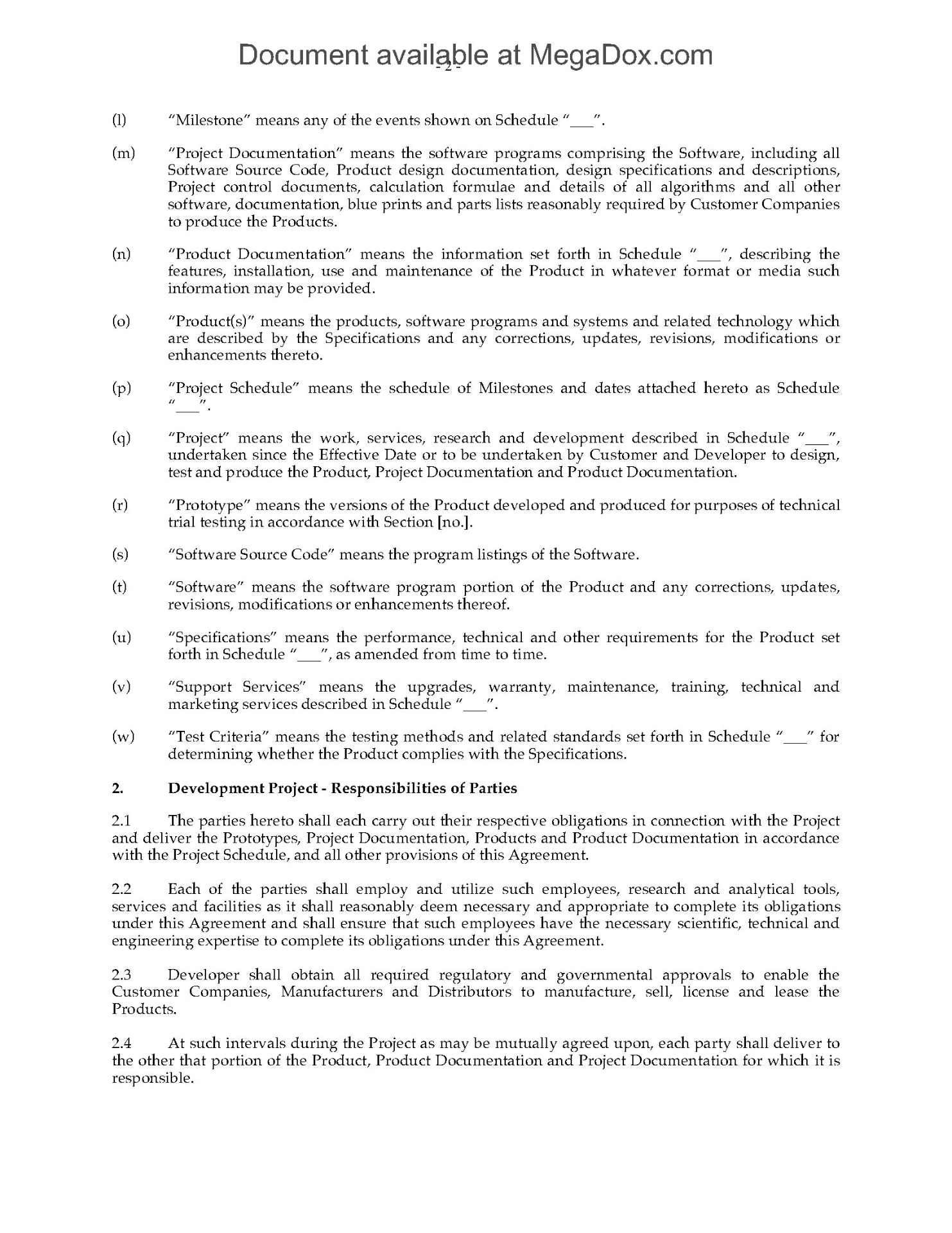 Joint Product Development Agreement | MegaDox.com