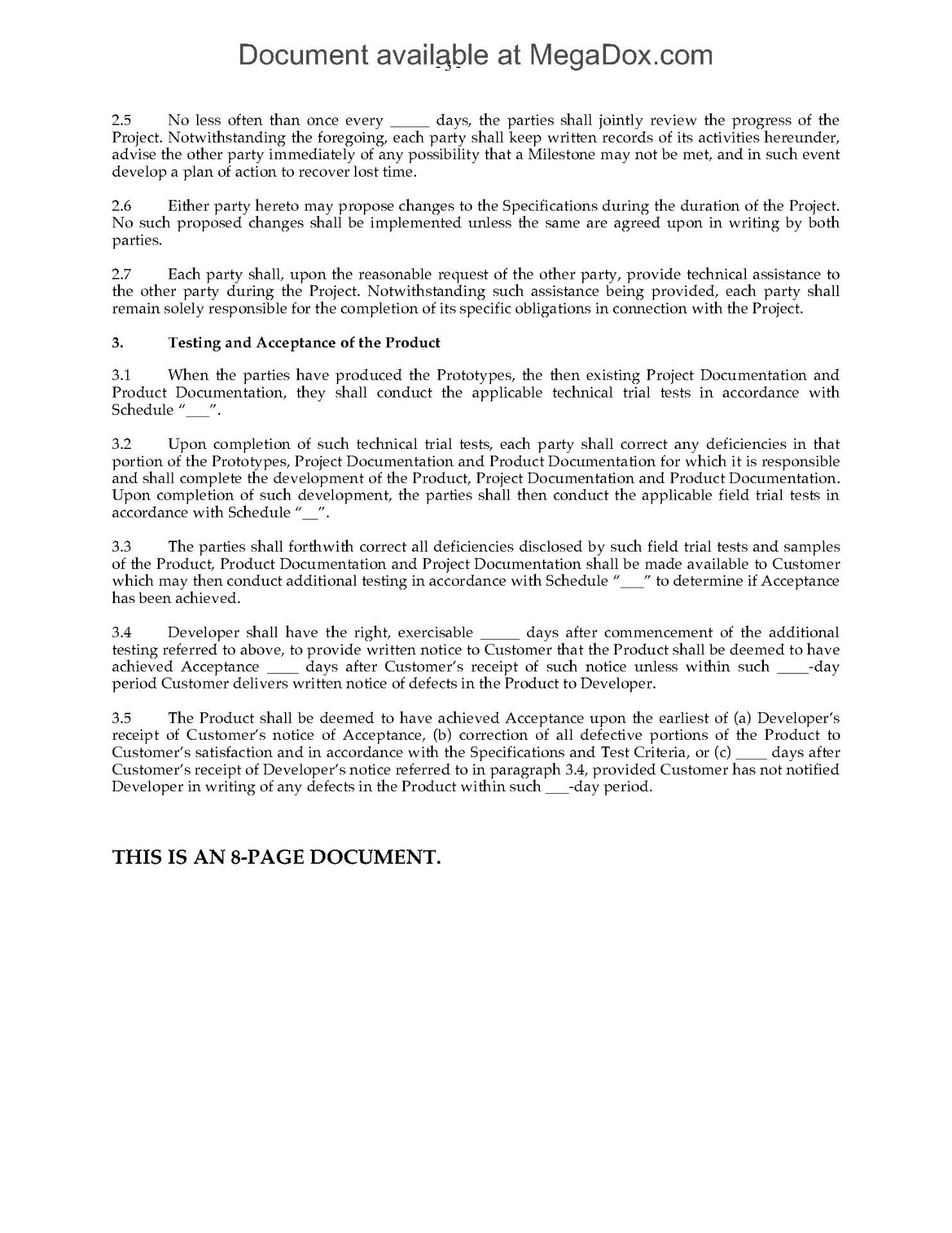 Joint Product Development Agreement | MegaDox.com