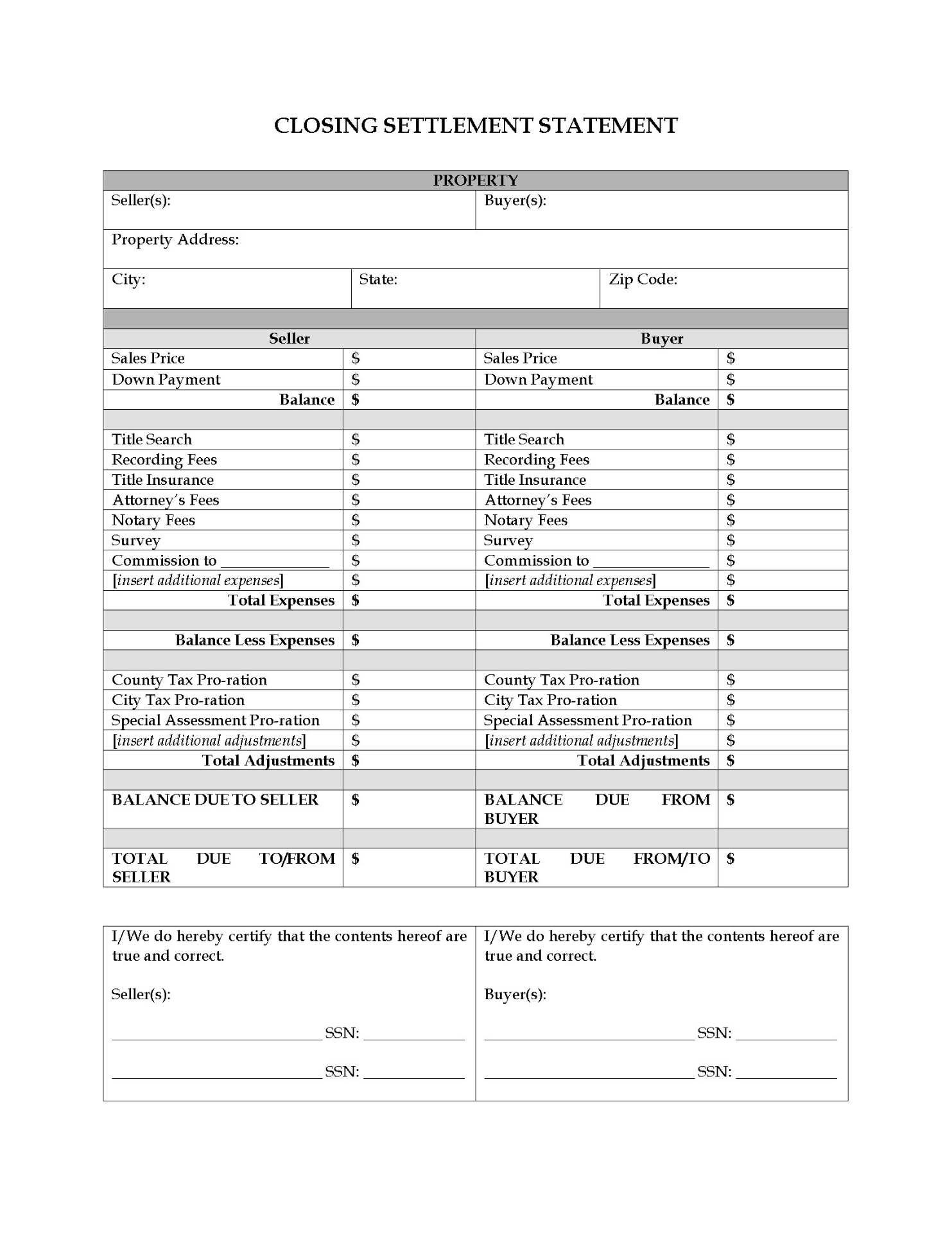 Settle Statement 14 Settlement Statement Examples Word PDF Free