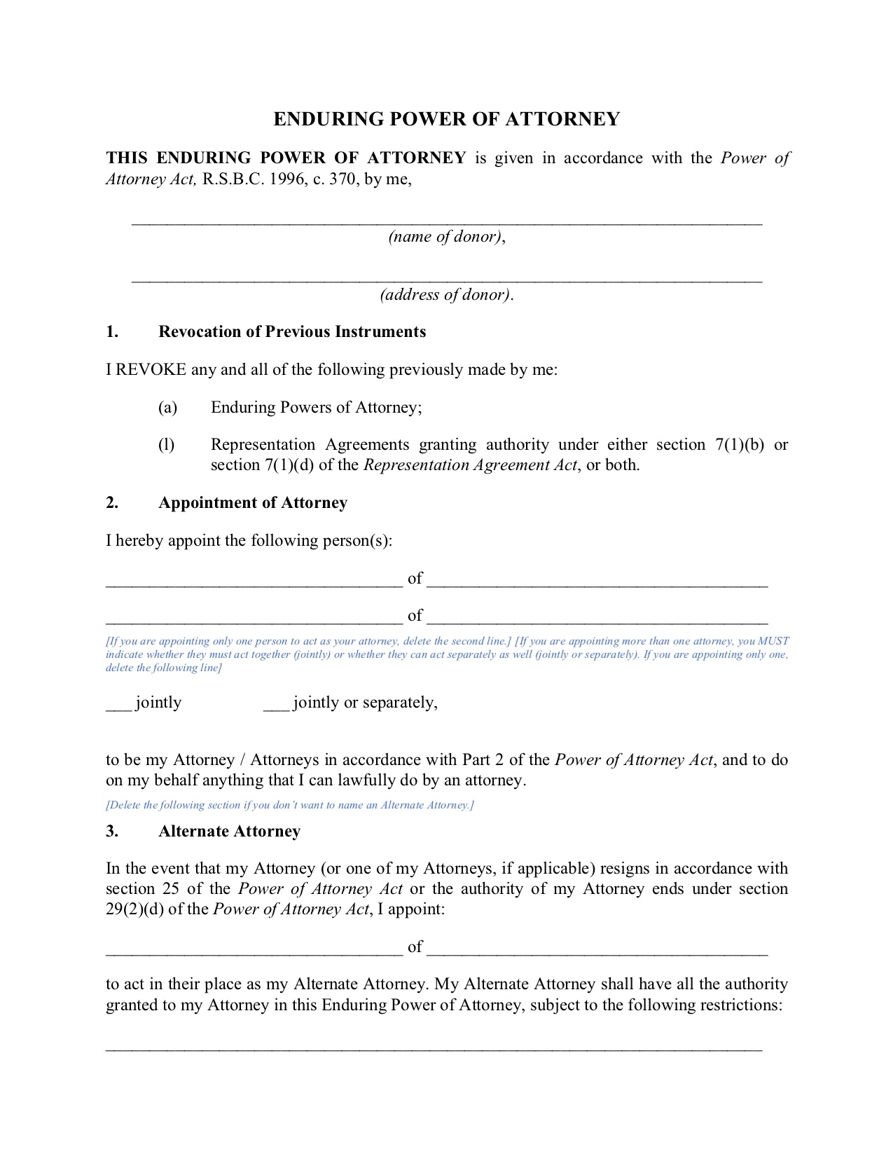 british columbia enduring power of attorney package | MegaDox.com