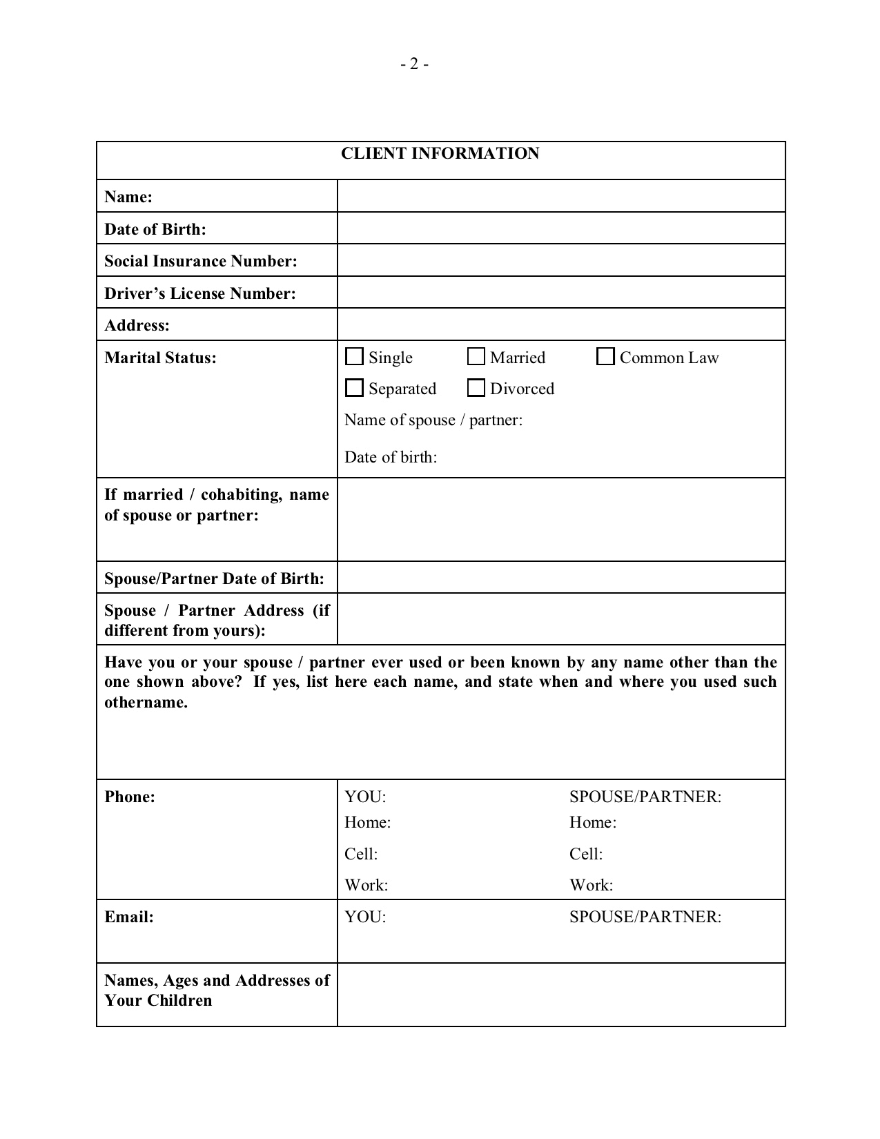 Lawyer Client Intake Questionnaire for Medical Malpractice Claim ...