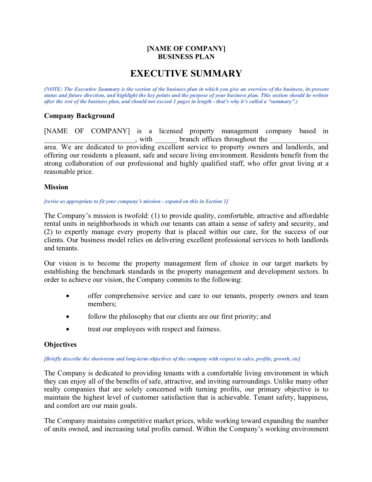 Property Management Company Business Plan | MegaDox.com