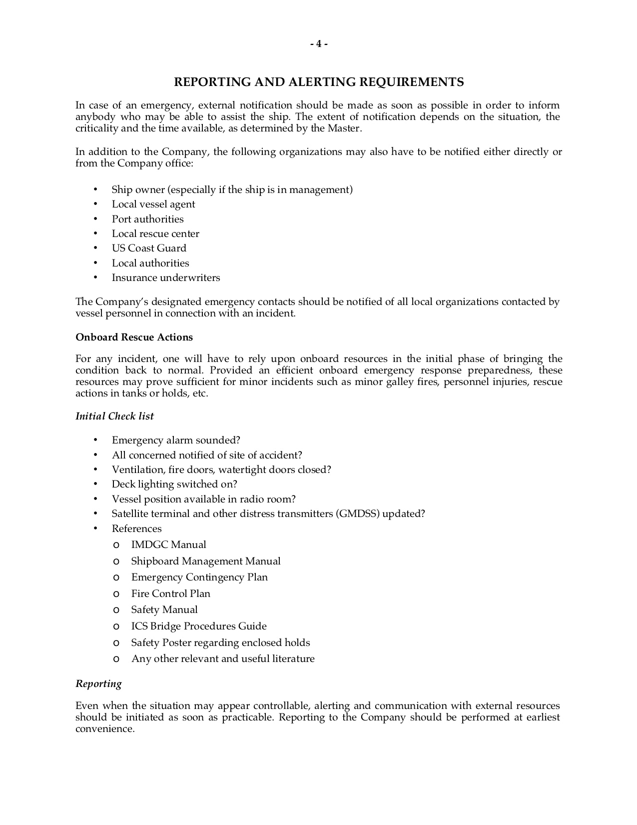 emergency procedures policy for commercial marine vessel | MegaDox.com