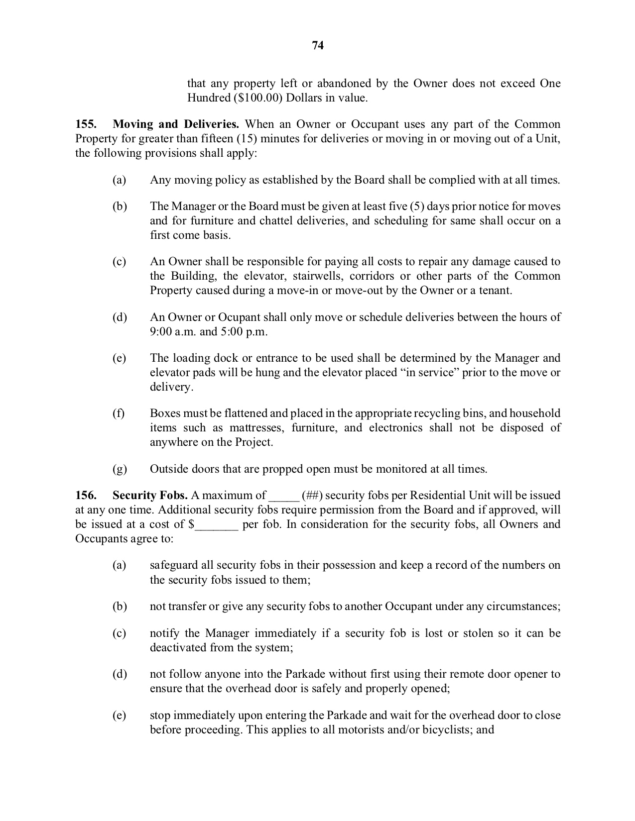 Alberta Condominium Corporation Bylaws 0016