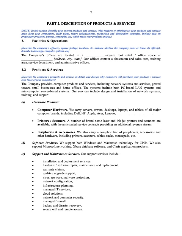 Computer Sales and Service Business Plan | MegaDox.com