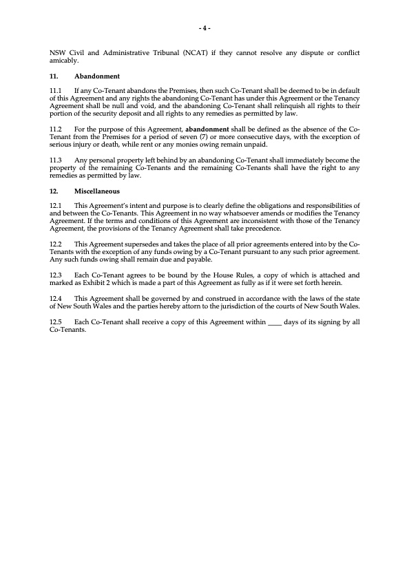 NSW Shared Tenancy Agreement | MegaDox.com