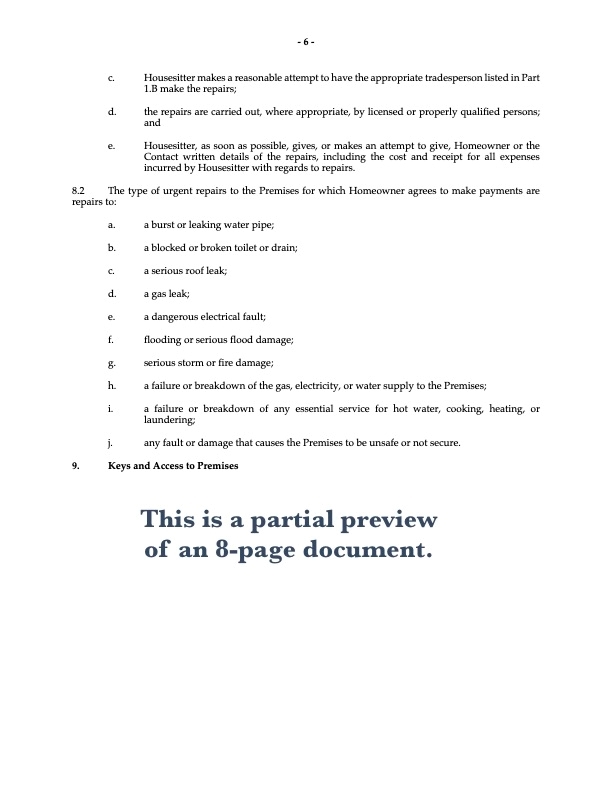 house sitting agreement form | MegaDox.com