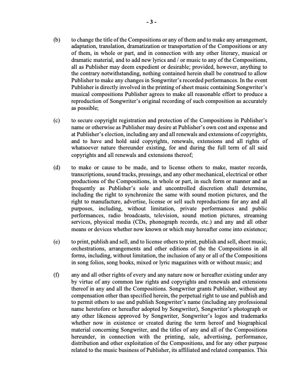 exclusive songwriting contract template | MegaDox.com