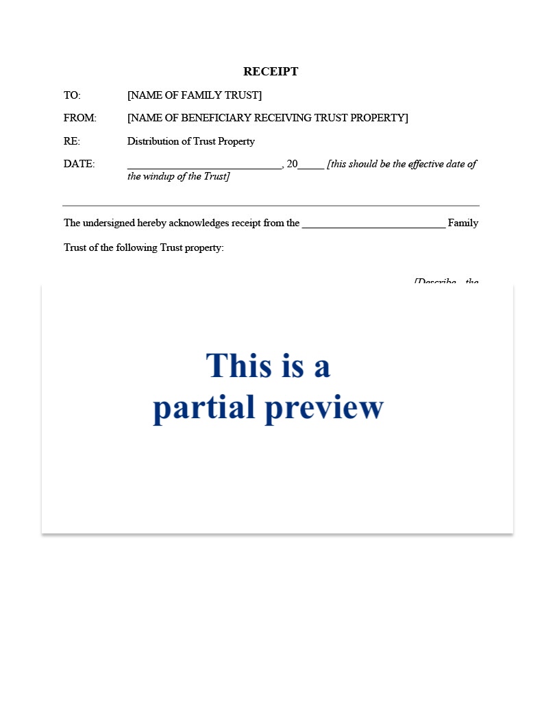 canada family trust final distribution and windup package | MegaDox.com