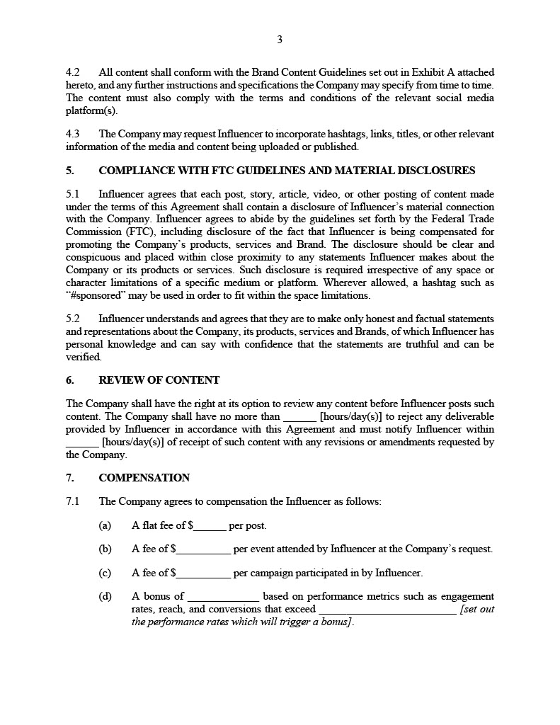 USA brand influencer marketing agreement | MegaDox.com