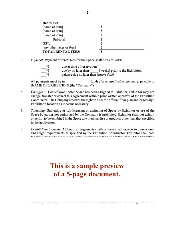Exhibit Space Rental Agreement | MegaDox.com