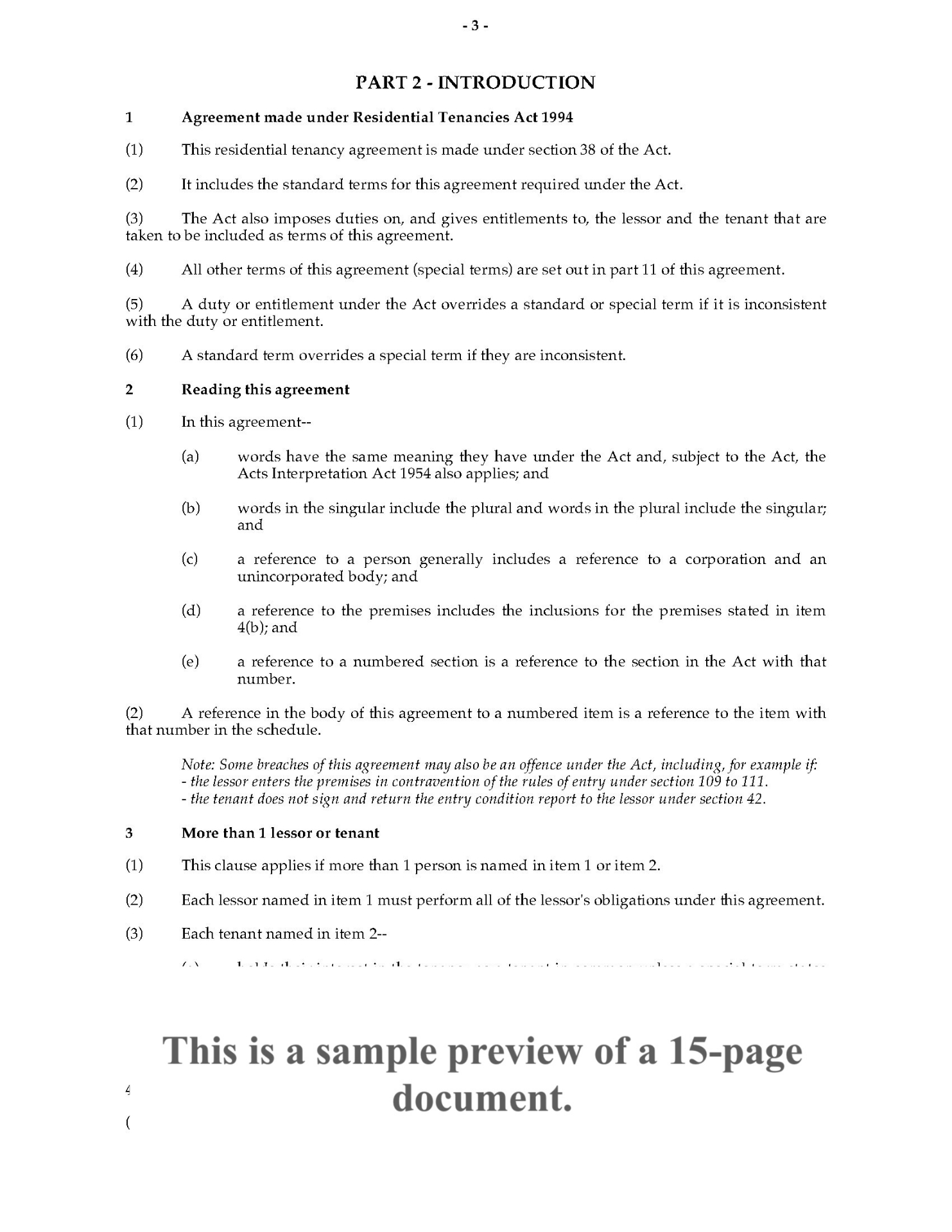 Queensland General Tenancy Agreement | MegaDox.com